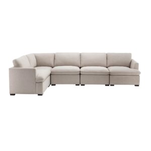 Wovenbyrd Cromwell 5 Piece Modular Sofa, Light Brown Fabric