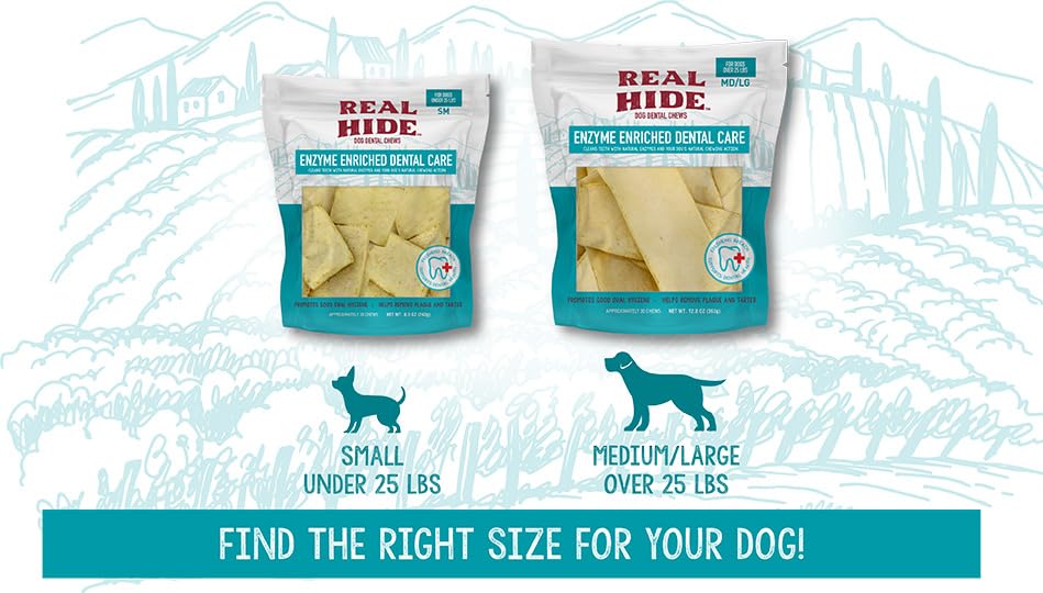 Real Hide | Enzyme Enriched Dental Care Dog Chews | Dog Dental Chews | Medium/Large | Aprox. 30 Chews