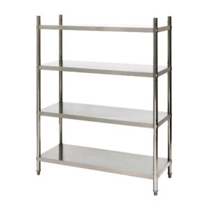 pearington 4-tier commercial grade stainless steel storage shelf for kitchens, stainless steel shelving unit with 4 height-adjustable shelves, 47" x 18.5" x 60", silver