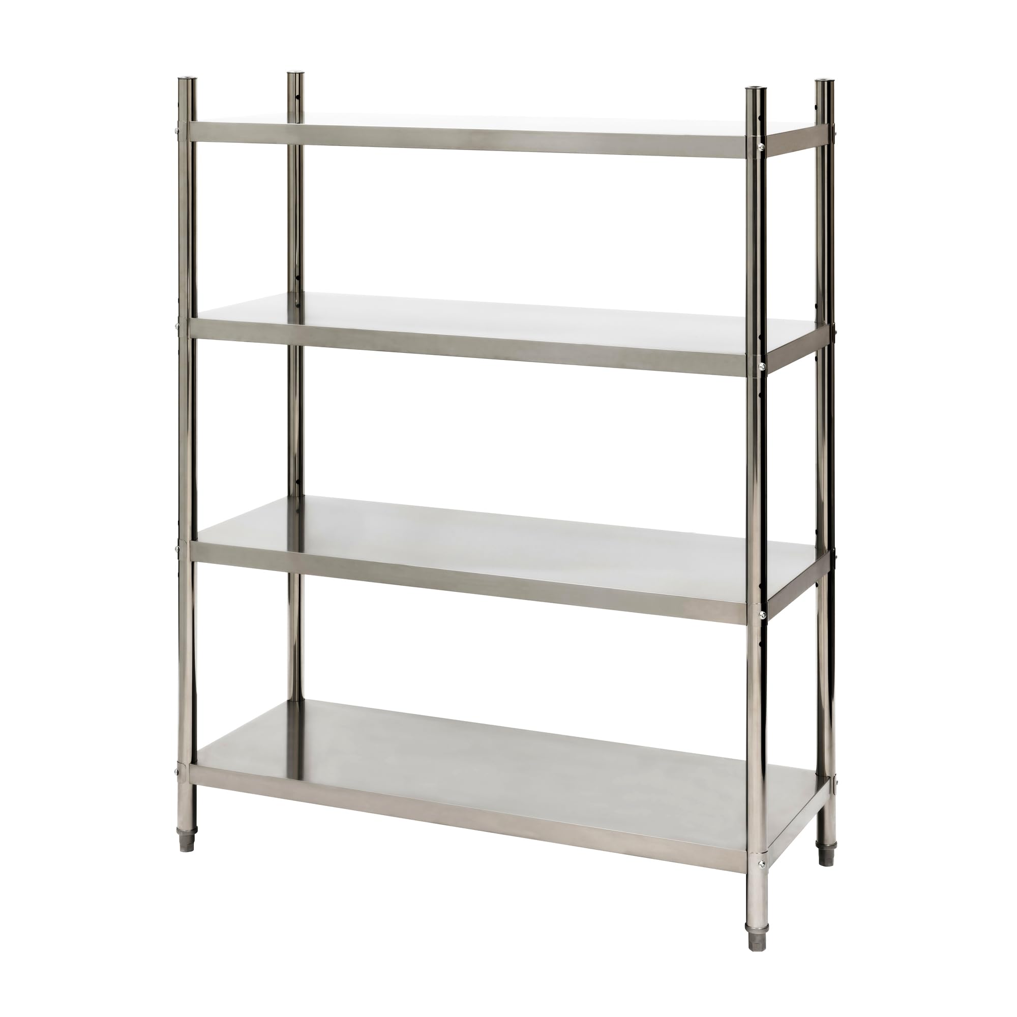 Pearington 4-Tier Commercial Grade Stainless Steel Storage Shelf for Kitchens, Stainless Steel Shelving Unit with 4 Height-Adjustable Shelves, 47" x 18.5" x 60", Silver