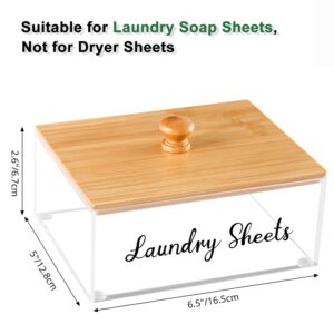 VOTLEVT Acrylic Laundry Sheet Holder with Bamboo Lid, Laundry Detergent Sheet Container/Holder/Dispenser, laundry Room Organization and Storage