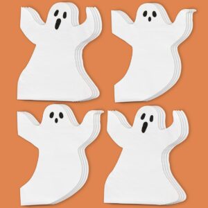 xo, fetti ghost napkins - 3-ply, 50 pcs | halloween decoration, spooky season tablescape, haunted house party, kids table setting decor