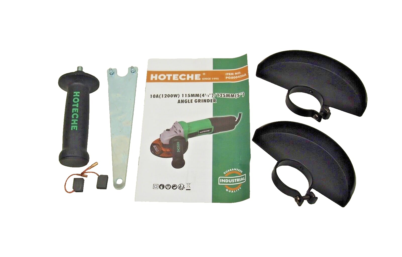 Hoteche 4-1/2"" 5"" Electric Variable Speed Angle Grinder 10AMP P800426A, Green