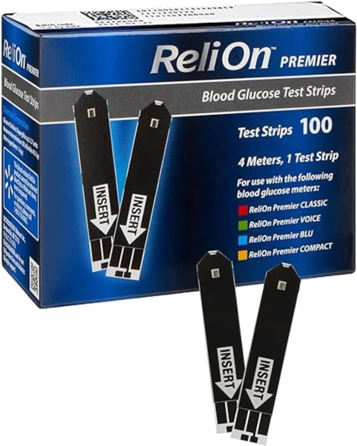 Generic ReliOn Premier Blood Glucose Test Strips | Blood Glucose Test Strips | Test Strips for Diabetes | Blood Sugar Test Strips | Diabetic Test Strips | Reli On Premier Test Strips 100 Count, Black