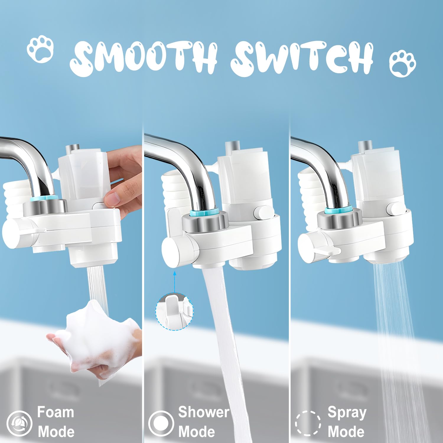 Silkchio Kitchen Sink Faucet Shower Head Attachment - Kitchen Sink Faucet Sprayer with 6 Adapters Compatible with Laundry Bathroom - Dog Bathtub Hose Sprayer for Tub Faucet with Soap Dispenser