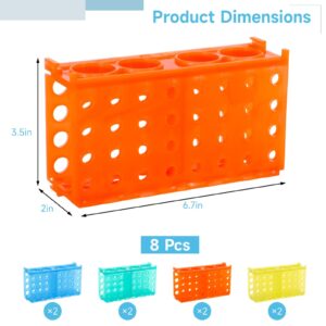 8 Pcs Test Tube Holders, 4-Way Interlocking Tube Racks for 0.5ml/ 1.5ml/ 10ml/ 15ml/ 50ml Centrifuge Tubes, Plastic Multi Tube Stands, Lab Experiment Supplies