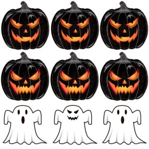 100 pcs halloween paper plates and napkins black pumpkin orange plates for halloween party supplies halloween birthday party decorations