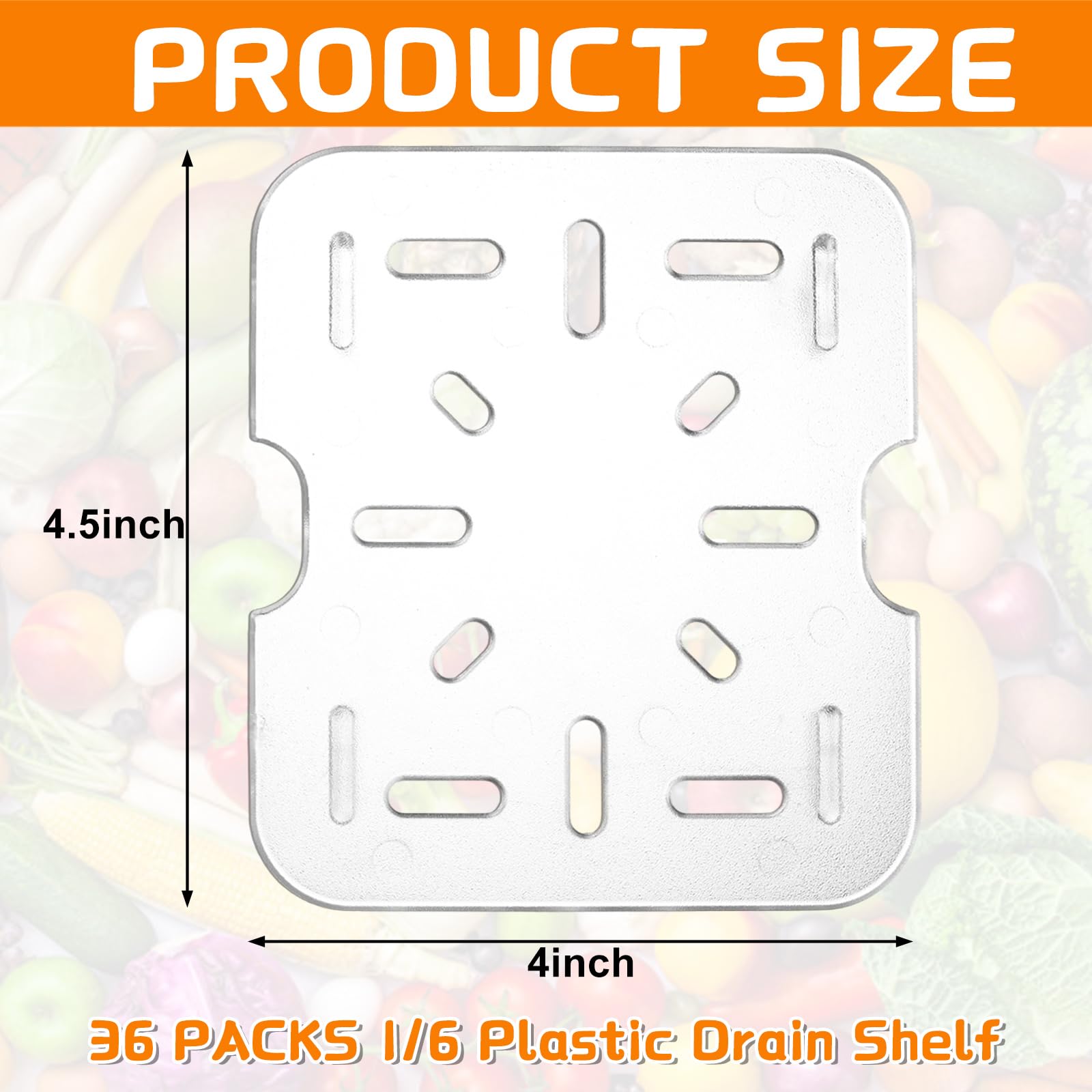 CoscosX 36 PCS Plastic Drain Shelf for 1/6 Size Food Pan Clear Plastic Grate Acrylic Food Drain Trays Plastic Drain Pan Clear Drain Tray for Food Fruit Vegetables Sink Teapot Dish Kitchen Restaurant