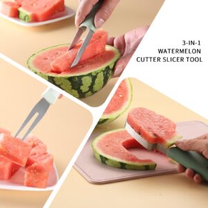 Newvenper 3-in-1 Stainless Steel Watermelon Slicer, Watermelon Popsicle Mold, Portable Watermelon Fork Watermelon Slicing Tool, Multifunctional Kitchen Gadgets