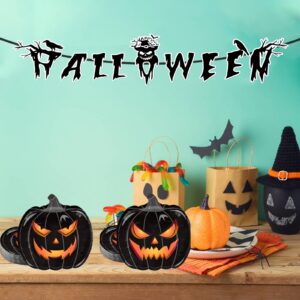 100 PCS Halloween Paper Plates and Napkins Black Pumpkin Orange Plates for Halloween Party Supplies Halloween Birthday Party Decorations