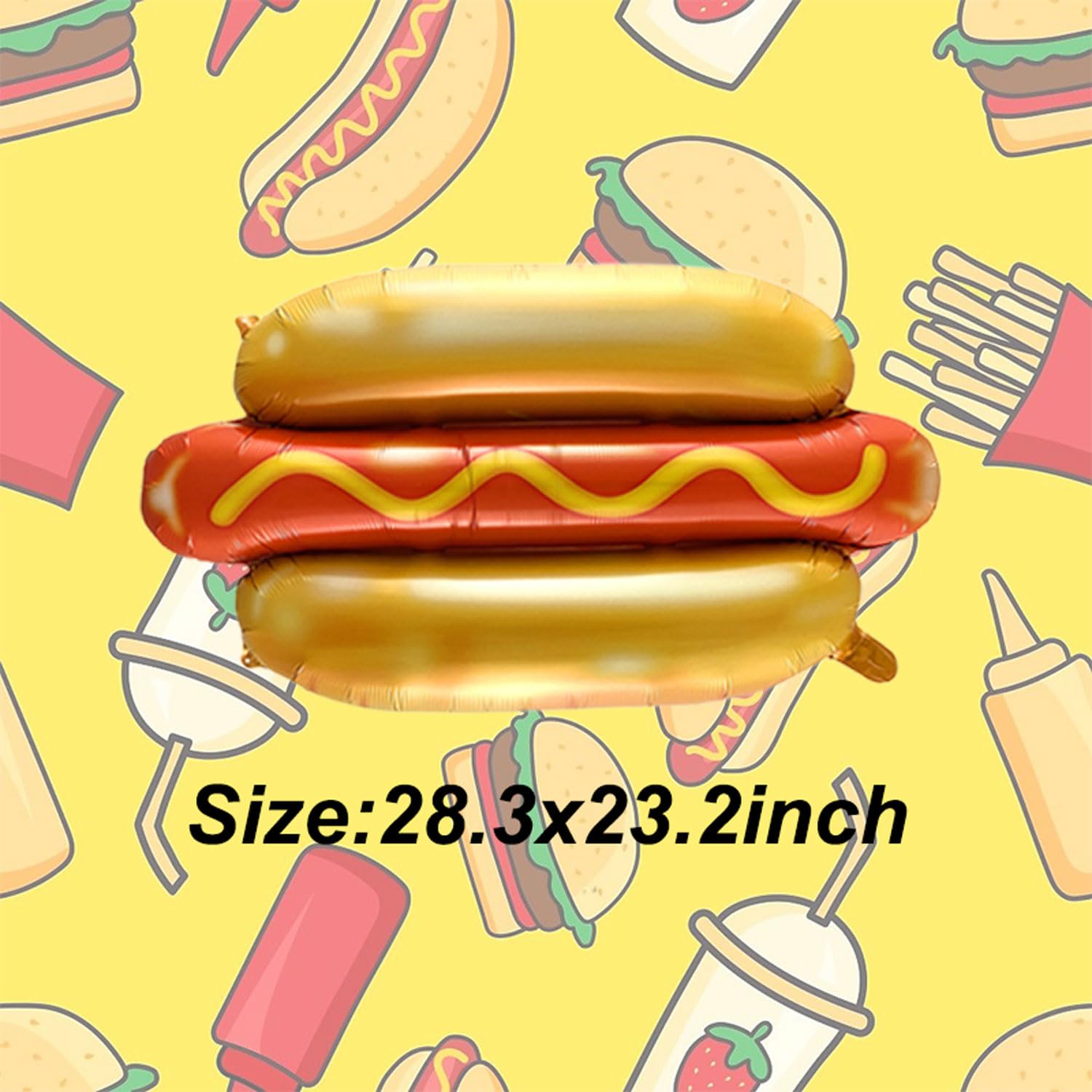 6PCS Hot Dog Balloon Food Themed Balloons, Hot Dog Decorations Balloons for Birthday, Baby Shower, Carnival, Fast Food Snacks BBQ Party Decorations