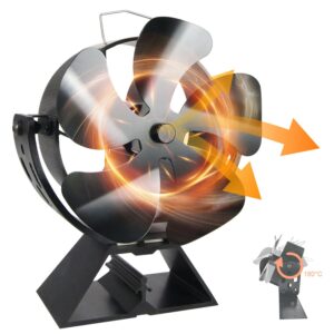 VODA Wood Stove Fan 5 Blades Heat Powered Stove Fan Wood Burning Fans 180°Up and Down Adjustable Fireplace Fan for Wood Burner Stoves Eco Stove Top Fan for Fireplaces