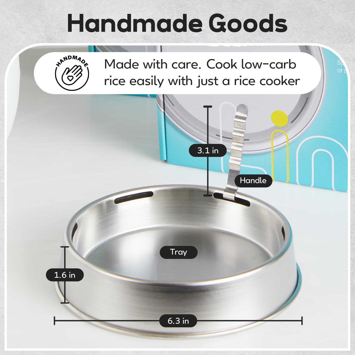 Linki Low-Carb Low-Sugar Rice Cooker Inner Pot Tray Korean Premium ST304 Stainless Steel Reduce Carbohydrates by 20%. Perfect Fit in 4-6 Cups Rice Cooker, Made in Korea (Cook up to 3 servings with low-sugar rice)