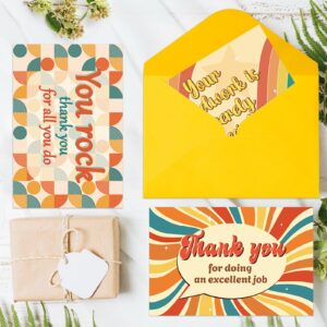 24 Pack Employee Appreciation Gifts Employee Thank you Cards with Envelopes & Stickers 4" x 6" Thank You Business Cards Staff Appreciation Gifts for Team Coworkers Employee Work Anniversary, 6 Designs