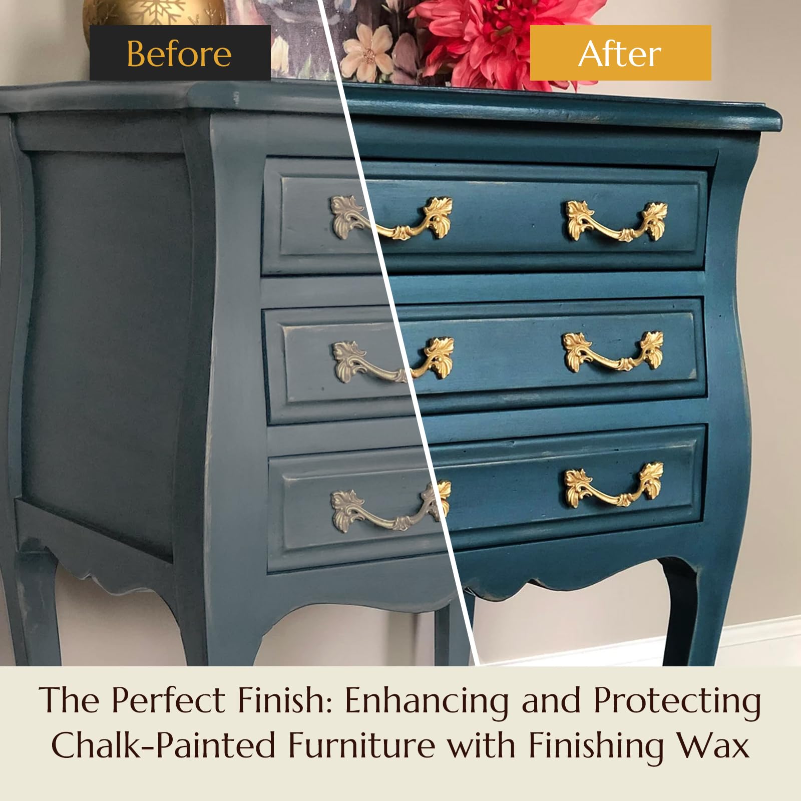 Versatile Furniture Finishing Wax – 100% Natural Chalk Paint Wax for Sealing and Protecting Painted or Raw Wood Surfaces, Easy to Apply, Odor-Free, Eco-Friendly – 3.5 Oz (Includes Wax Tools)