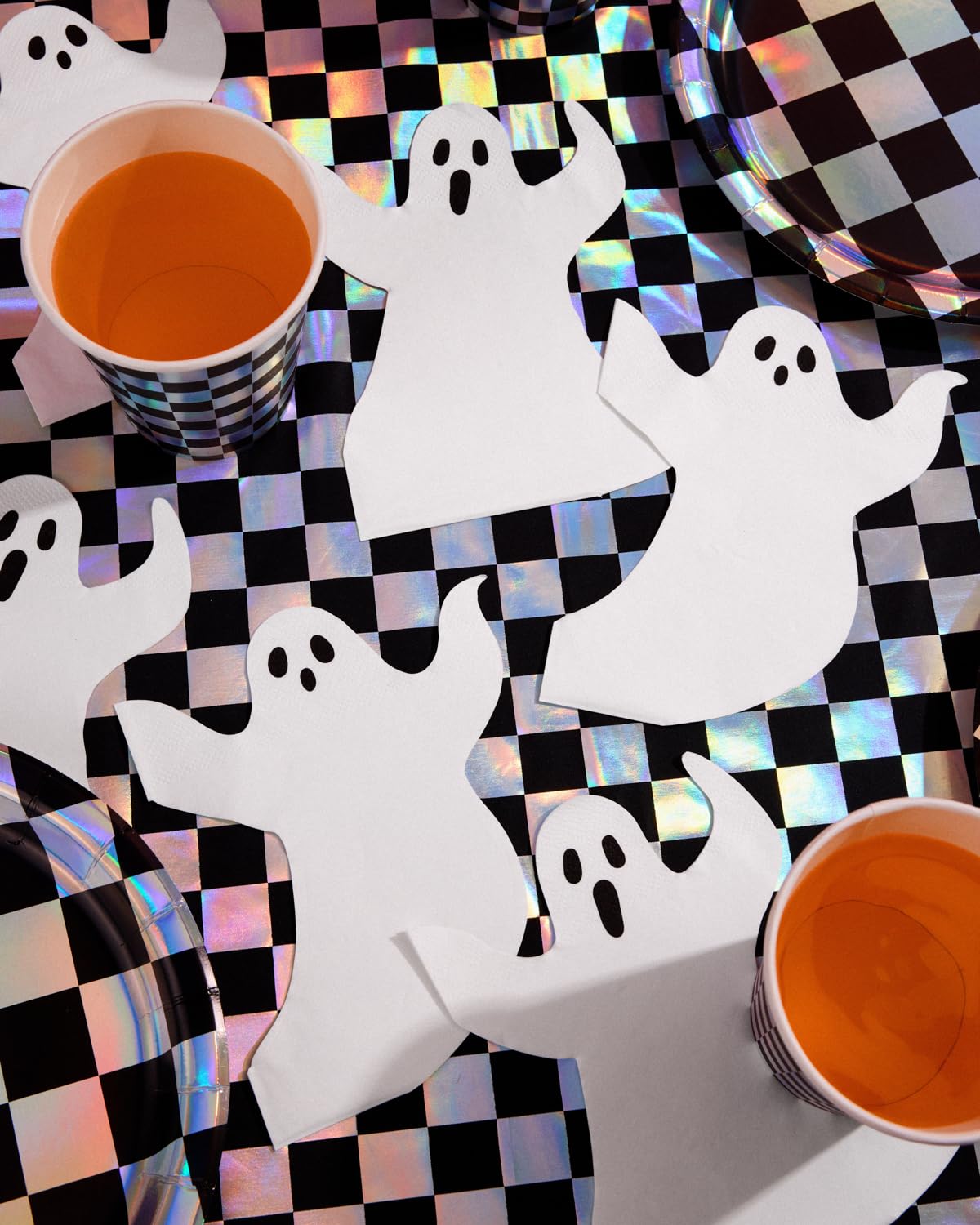 xo, Fetti Ghost Napkins - 3-ply, 50 pcs | Halloween Decoration, Spooky Season Tablescape, Haunted House Party, Kids Table Setting Decor