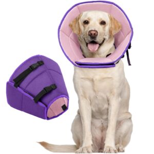 soft cone for dogs large, neck girth 13″-17", adjustable dog cone, dog e collar, comfy cone for dogs after surgery, dog spay neuter wound care, protective dog cone to stop licking, dog recovery collar