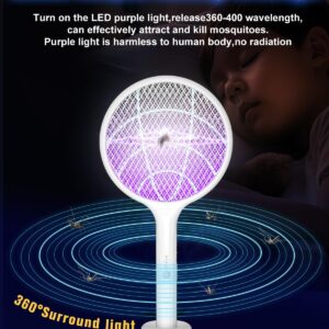 2Pack Electric Fly Swatter,4000V Bug Zapper Racket with 1500mah Battery Rechargeable,2 in 1 Fly Zapper & Purple Mosquito Killer Lamp with 3 Layers of Safety Net Suitable for Indoor and Outdoor