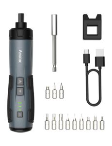 electric screwdriver, 3.7v cordless screwdriver, max 8n.m torque, 12 s2 steel bits, 2000mah battery, usb-c charging, 1/4" hex, 3 adjustable torque settings, idea tool for furniture/desktop computer