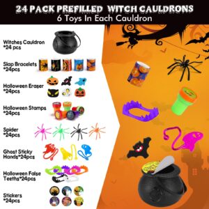 Laoyebaohao 192PCS Halloween Party Favors Halloween Toys 24 Pack Prefilled Mini Witches Cauldron for Halloween Party Halloween Scavenger Hunt Halloween Prizes Gifts Miniatures for Kids Trick or Treat