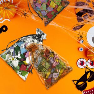 joycraft 50Pcs Halloween Organza Bags, 4x6 inch Halloween Organza Drawstring Bags, Halloween Party Favors Bags for Candy, Snacks, Chocolates, DIY Craft (5 Style)