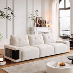 3 Seater Couch for Living Room, 89" Modern Sofa for Small Space,Comfy Couches with Wide Armrest, Cream Sofa,Sleeper Chenille Couch,Cloud Couch for Apartment Lounge,Beige