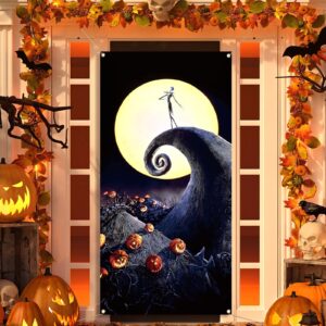 vohado nightmare before christmas door cover jack skellington birthday party decoration moon hill scene halloween front porch banner decor