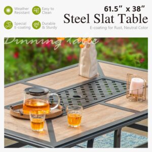 Sophia & William Rectangular Outdoor Dining Table with 1.6"-2" Adjustable Umbrella Hole, 6 Person Patio Table for Outdoor, Rectangle Patio Table with Faux Wood Tabletop and Metal Steel Frame