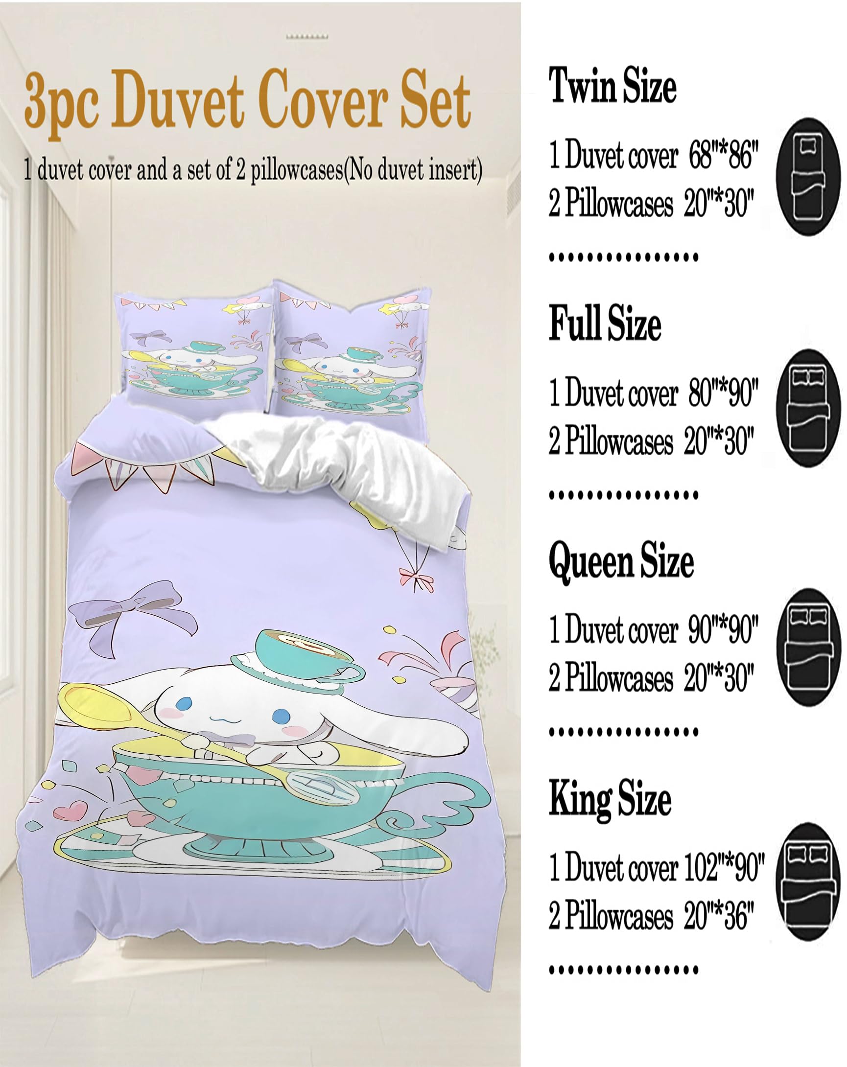 EIANLAI Printed Duvet Quilt Cover Super Bedding Bed Set Cute Dog Soft Comforter Microfiber with Zipper Closure Great Match with Any Home Decor(1 Duvet Cover & 2 Pillowcases)-Twin