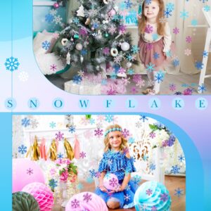 Pasimy 200 Pcs Snowflakes Confetti Decorations frozen birthday confetti winter wonderland christmas table decor glitter snow confetti for Birthday Wedding New Year Xmas Holiday surprise party supplies