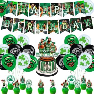 generic 𝓑𝓸𝓼𝓽𝓸𝓷 𝓒𝓮𝓵𝓽𝓲𝓬𝓼 basketball theme party supplies birthday decorations,celtics basketball party supplies include banner, cake toppers,balloons for birthday party supplies, orange