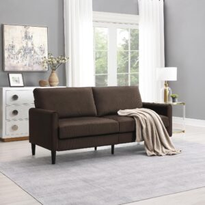 LULUTONG 72.8'' Upholstered Modern Sofa, 3 Seater Comfy Couch for Bedroom and Living Room, Designed for Small Spaces, Apartment, Bedroom, Dorm, Office, Easy Assembly (Corduroy, Dark Brown)