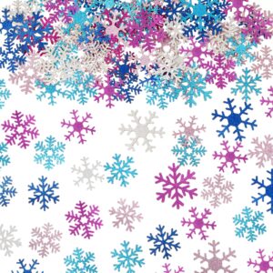 pasimy 200 pcs snowflakes confetti decorations frozen birthday confetti winter wonderland christmas table decor glitter snow confetti for birthday wedding new year xmas holiday surprise party supplies