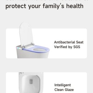 Smart Bidet Toilet with Built-In Bidet - Elongated Toilet with Side Knob - Heated Bidet Seat -One Piece Bidet Toilet Seats with Foot Sensor Operation - Auto White Toilet with LED Display for Bathroom