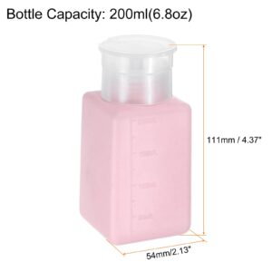 HARFINGTON Solvent Alcohol Dispenser 200ml(6.8oz) Press Type ESD Safe Anti-Splash Liquid Dispenser Pump with Sealing plastic Lid for Alcohol, Nail Polish & Makeup Remover, Pink