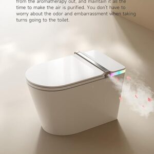 Smart Bidet Toilet with Built-In Bidet - Elongated Toilet with Side Knob - Heated Bidet Seat -One Piece Bidet Toilet Seats with Foot Sensor Operation - Auto White Toilet with LED Display for Bathroom