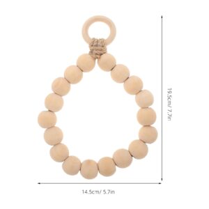 LUOZZY Hand Towel Holder Wooden Beaded Bathroom Towel Ring Wood Bead Towel Hanger Dish Cloth Hanger for Kitchen