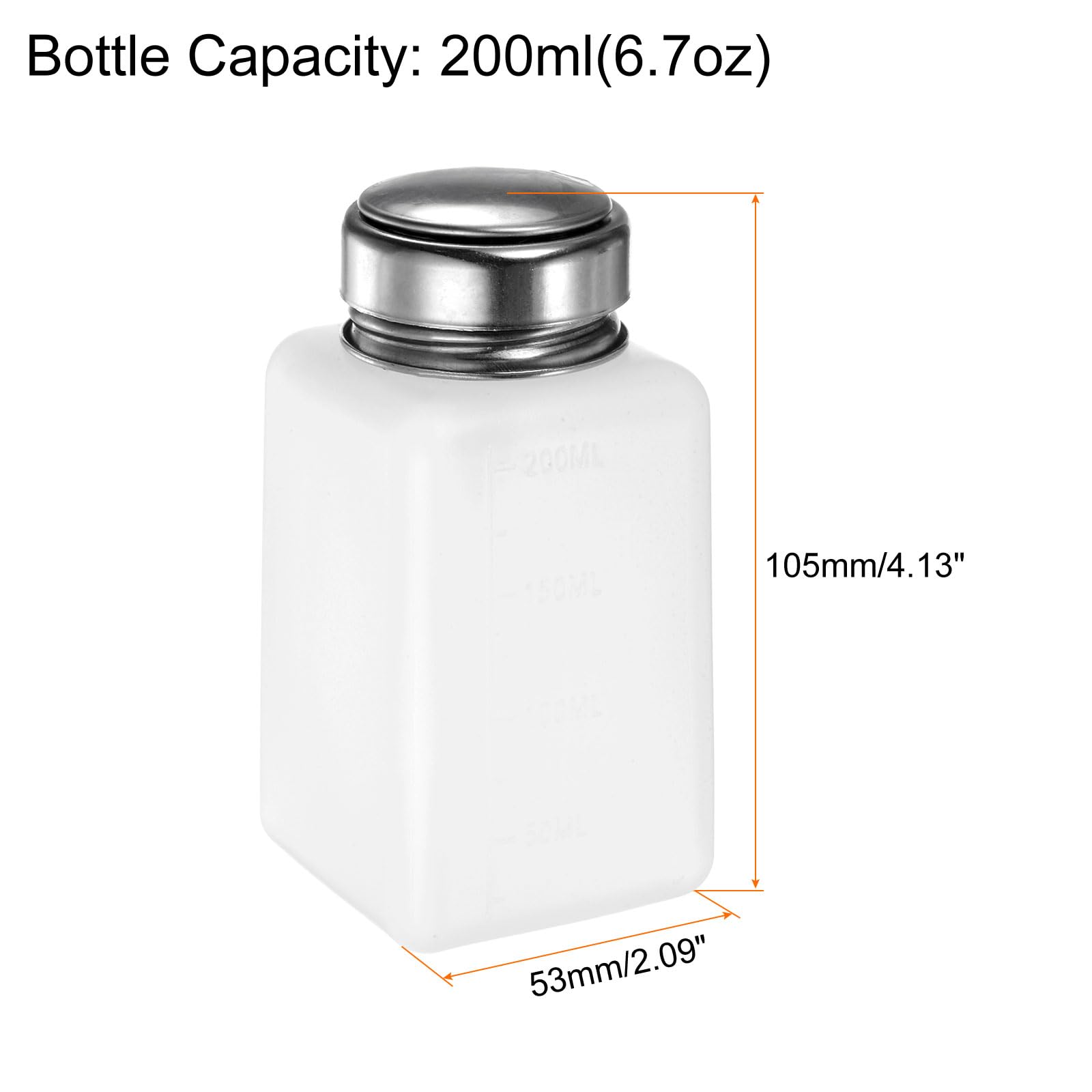 HARFINGTON Solvent Alcohol Dispensers 200ml(6.8oz) Push Down Liquid Dispenser Pump Bottle with Sealing Stainless Steel Lid for Acetone Cleanser Polish Remover, White