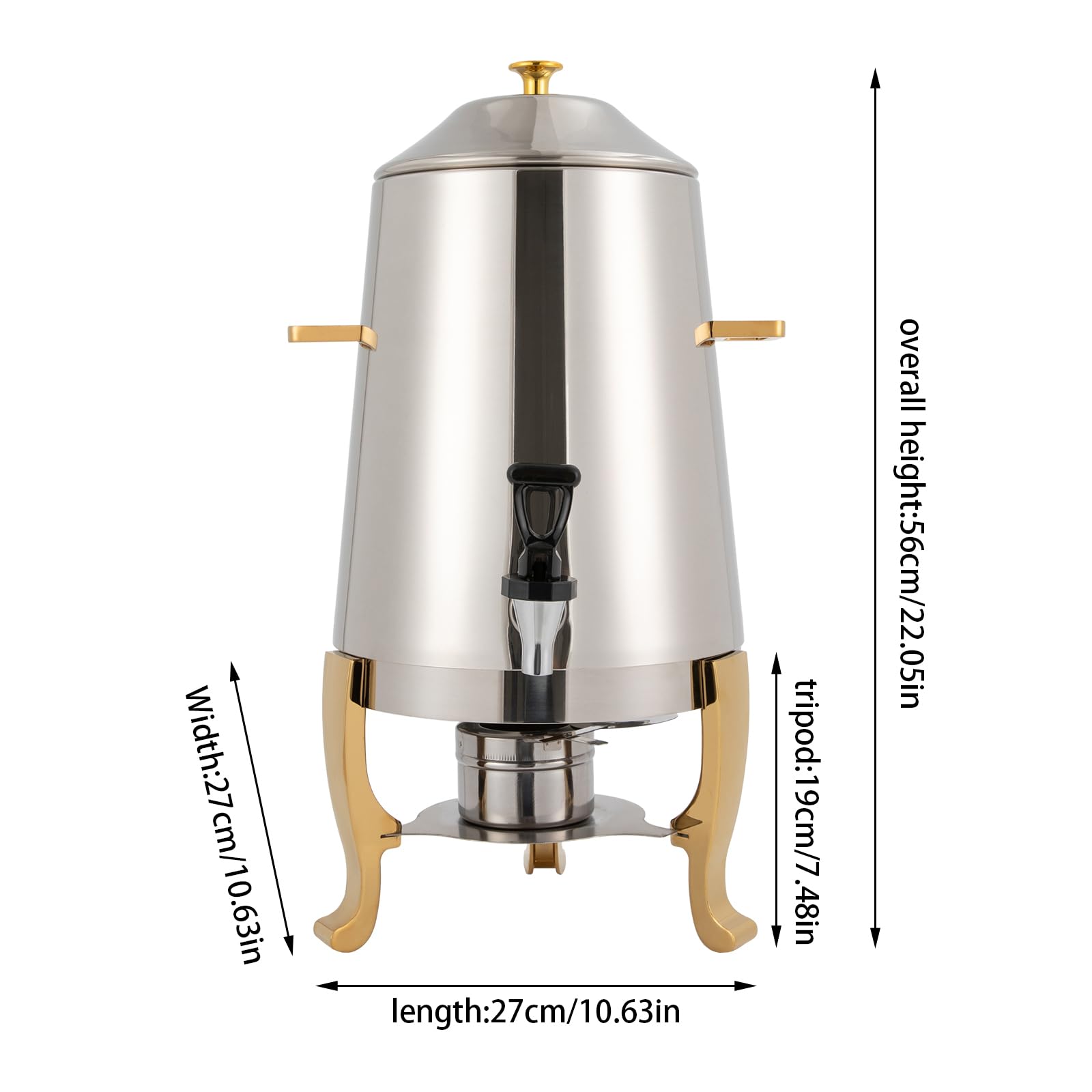 3.5 Gallon Hot Beverage Dispenser, Stainless Steel Coffee Urn Chafer, Hot Drinks Dispenser for Milk Coffee Tea Water Juice - Parties Event Buffet Catering, Alcohol heating