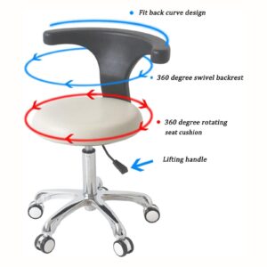 ZHUIYI Medical Dentist Chair/Dental Stool, Height Adjustable Doctor Chair with 360 Degree Rotation Backrest and Seat Dental Mobile Chair(C2)