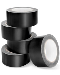 weliu duct tape heavy duty 5 pack 150 yards black duct tape 9 mil flexible no residue non-reflective bulk value for indoor outdoor repairs professional industrial use (2 inches x 30 yards per roll)