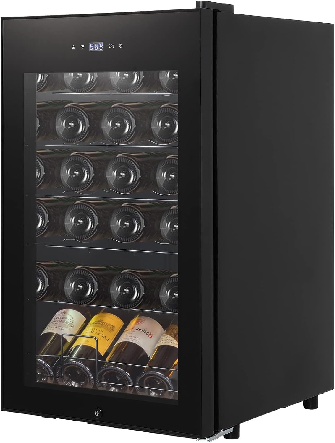 28 Bottle Compressor Wine Cooler Refrigerator w/Lock, Compact Wine Cellar For Red, White, Champagne or Sparkling Wine, Digital Temperature Control,40f-65f Digital Temperature Control,Soft LED Light