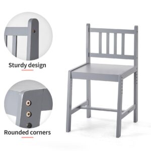 UNICOO Height Adjustable Bamboo Kids Desk and Chair Set - Ergonomic Kid Desk and Chair Set for Study, Writing, and Homework - Durable and Eco-Friendly Kids' Desks for Home and School (Grey)