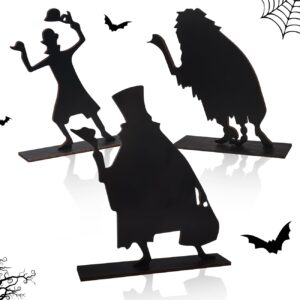 3 pcs haunted mansion halloween decorations for indoors, black halloween wood table centerpieces, horror haunted mansion wooden table decor for home halloween party