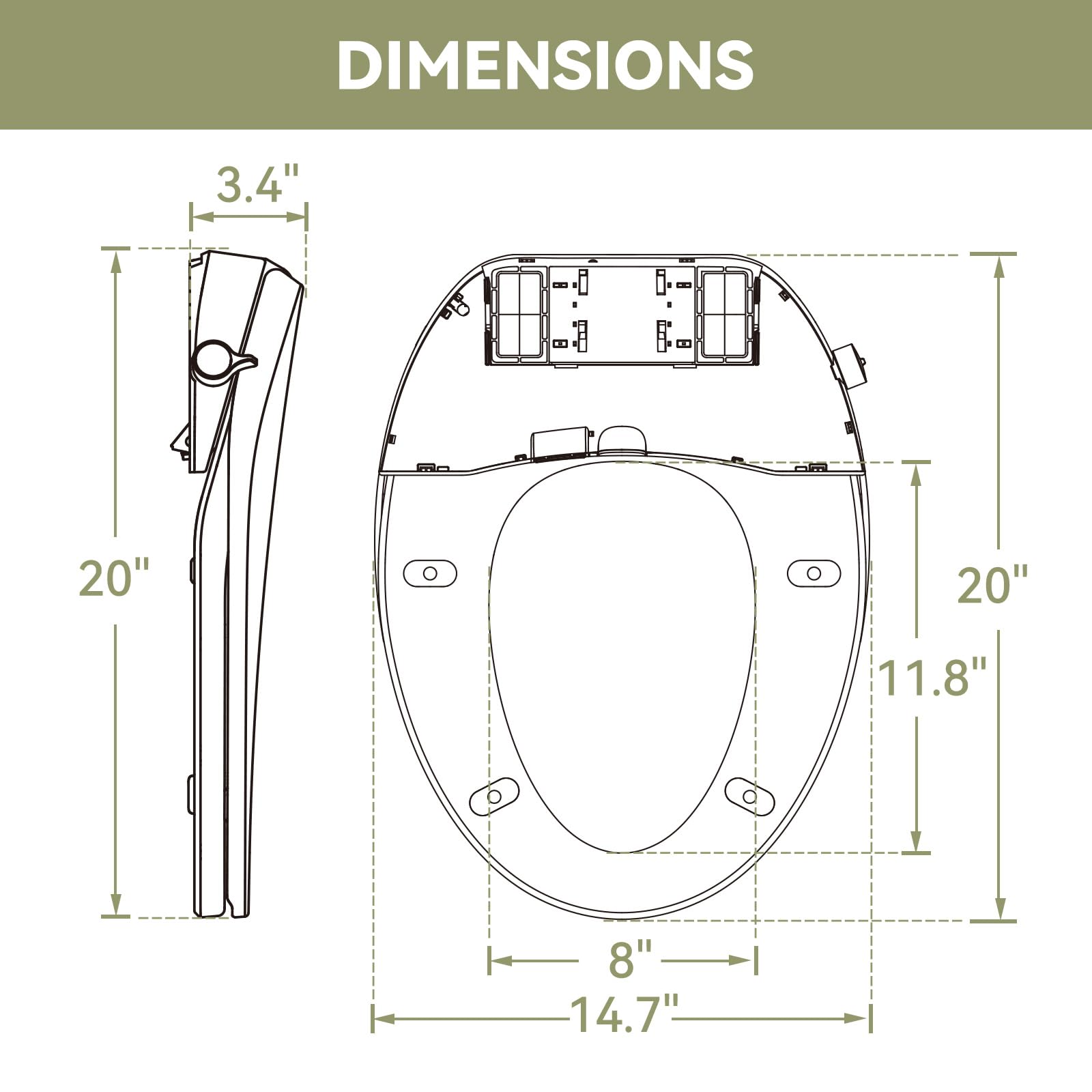 HOROW T0338W One Piece Toilet with Non-Electric Bidet Toilet Seat, Elongated ADA Chair Height Toilets with Adjustable Nozzles Seat, Powerful Dual Flush & Soft Closing Seat Include, MAP 1000g, White