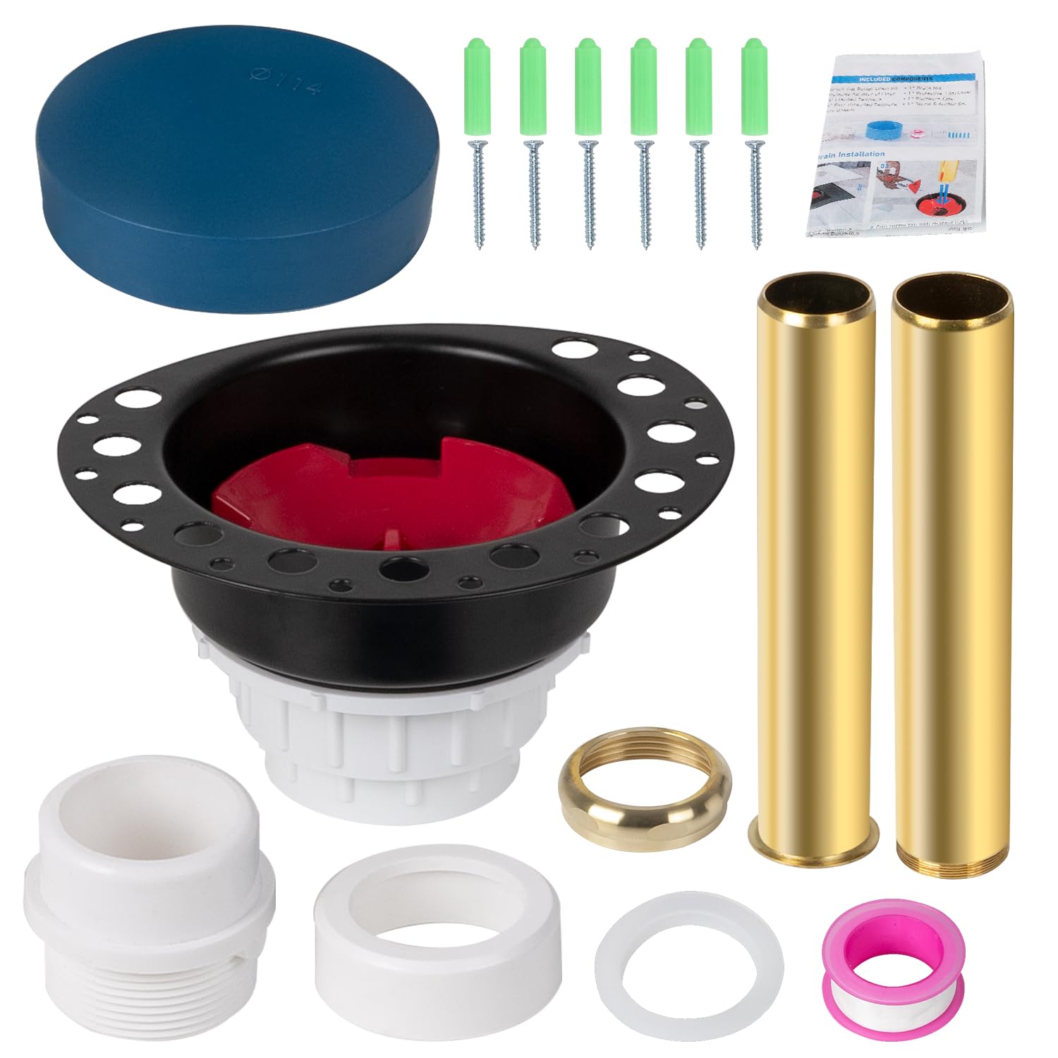 RANSOTO Freestanding Bathtub Drain Rough-in Kit with Brass Tail Pipes and Plastic Adapter Compatible with Island Bathtub, Standard bathtub, Floor Mounted Bathtub and Copper Bathtub