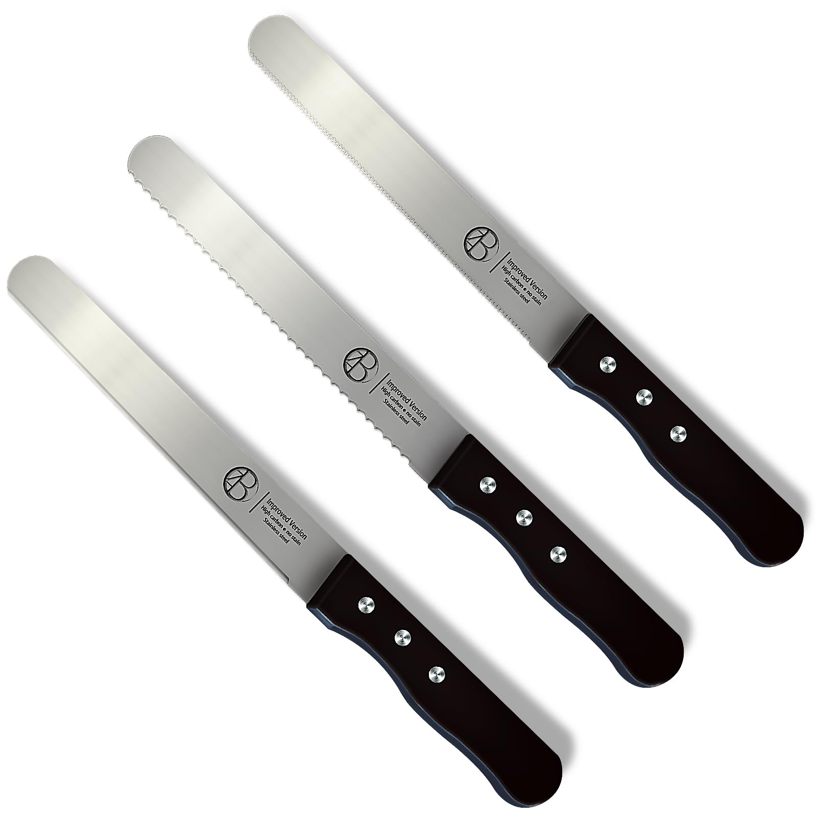 CZBZYMYYY 3 Pack Bread Knife, 13-Inch Multifunction Serrated Bread Slicer, Stainless Steel Bread Knife/Slicer for Homemade Bread (8-inch Blade with 5-inch Handle)