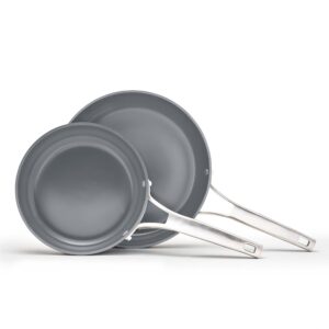 calphalon® premier ceramic nonstick 8" and 10" frying pan set, mushroom grey