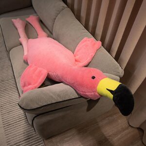 tzmapu giant flamingo stuffed animal，63" pink flamingo plush pillow ，stuffed flamingo soft plush doll toys，gift for kids and adults（pink 63inch）