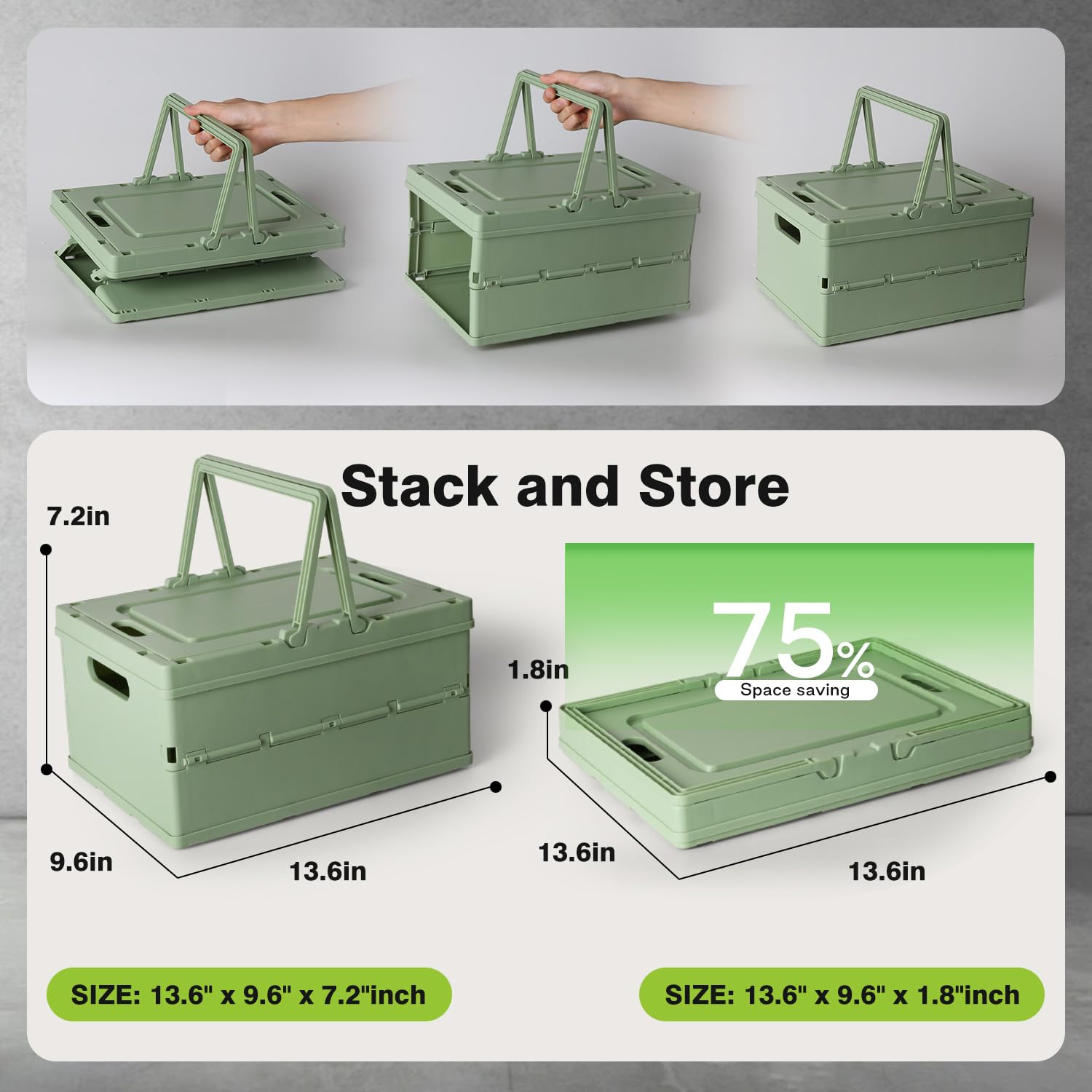 LivLab Mker Collapsible Storage Crates with Lids 14L - Folding Storage Bins Heavy Duty with Handles, Stackable Storage Box, Versatile Utility Crates for Organizing Laundry, 1 Packs